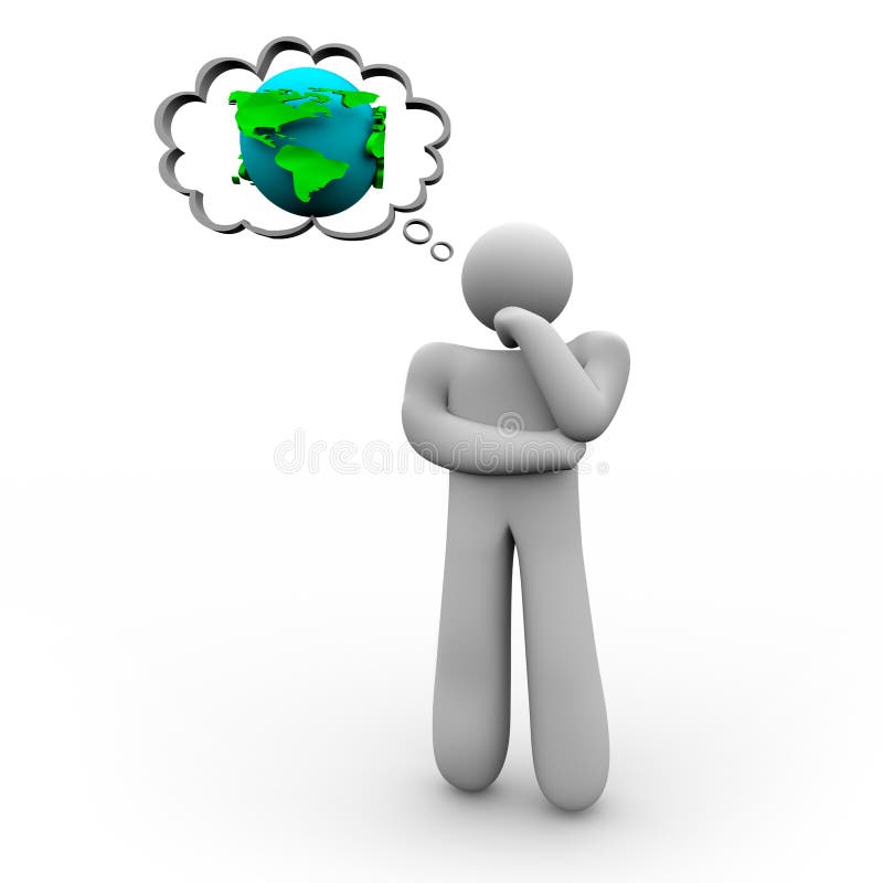 Person Thinking about the Earth Stock Illustration - Illustration of ...