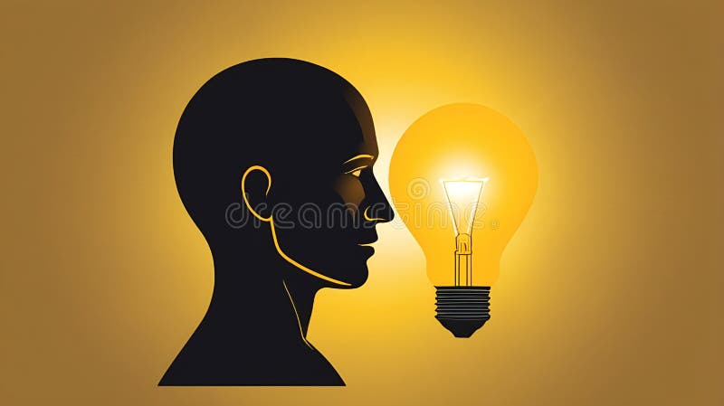 Person Thinking with Light Bulb Idea Concept Illustration Stock ...