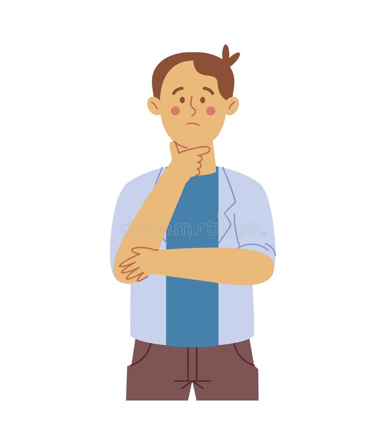 Person Thinking Thoughtful Gesture Hand on Chin Stock Vector ...