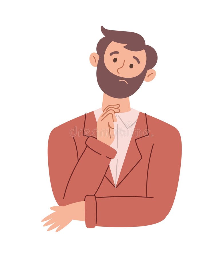 Person Thinking Thoughtful Pose Analyzing Stock Illustration ...