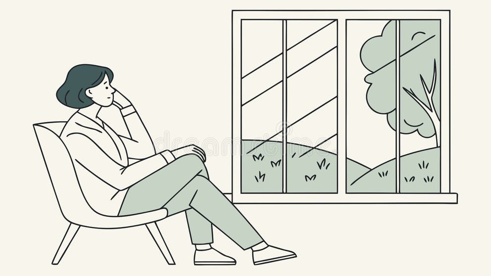Person Thinking by Window, Quiet Reflection, Vector Design Generative ...