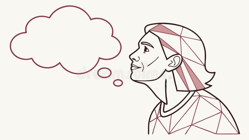 Person with Thought Bubble, Reflective Thinking, Vector Design ...