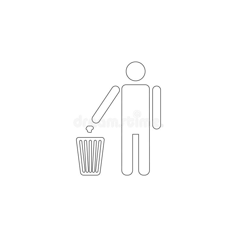 Person Throwing Garbage. Flat Vector Icon Stock Vector - Illustration ...