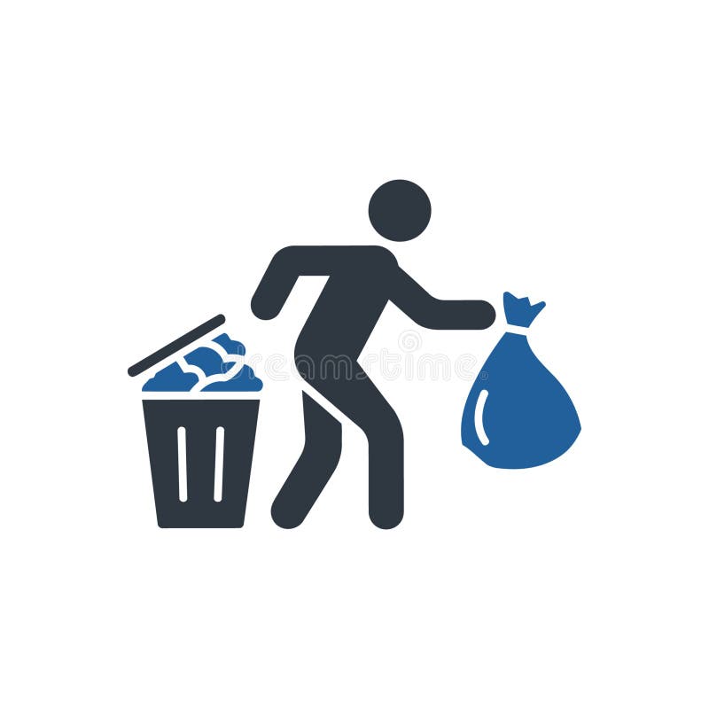 Person Throwing Trash Bag Icon Stock Vector - Illustration of sign ...