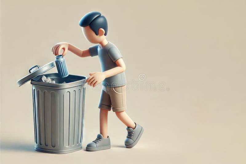 A Person Throws Garbage into a Trash Can. Space for Text. Stock Image ...