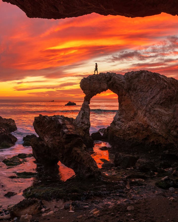 Person on the Top of a Cliff Observing View during the Mesmerizing ...