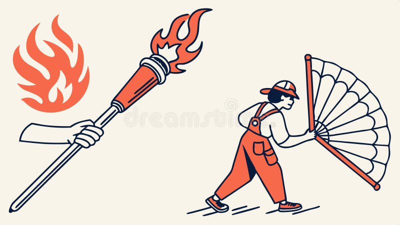 Person with Torch and Shield Action Graphic Vector Design Generative AI ...