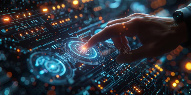 A Person Touches a Hightech Screen with Their Finger for Interaction ...