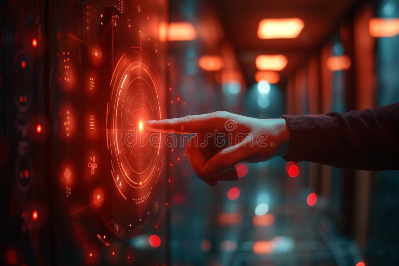 Person Touching Button on Wall Stock Illustration - Illustration of ...