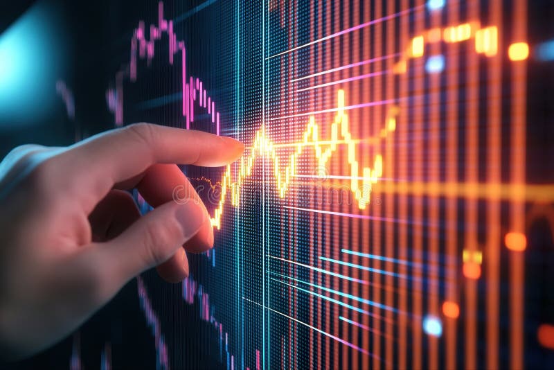 A Person Touching a Chart on a Digital Screen with a Focus on Data ...