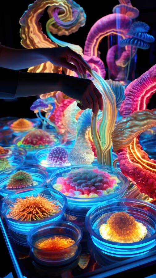 A Person is Touching a Colorful Display of Food, AI Stock Illustration ...