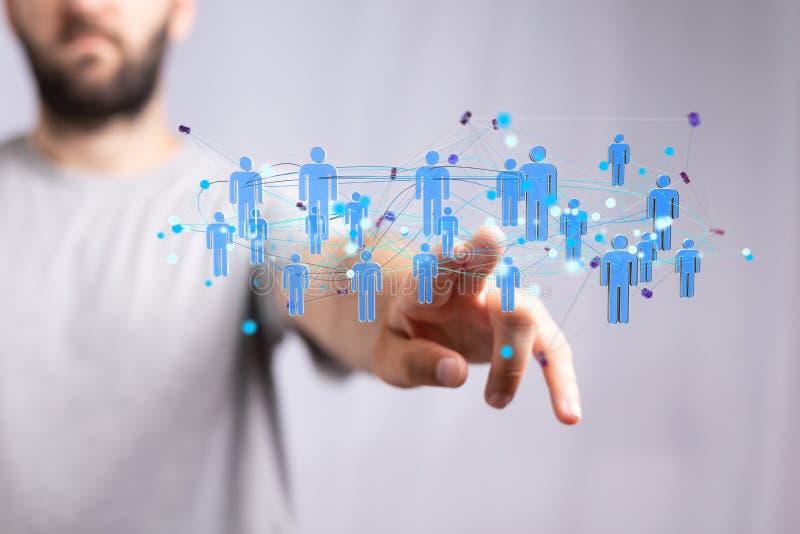 Person Touching 3D Rendered People Icons Stock Image - Image of ...