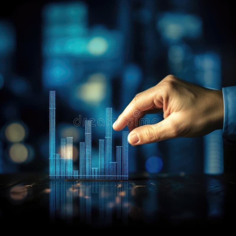 Person is Touching an Illuminated Graph with Their Finger. the Graph ...