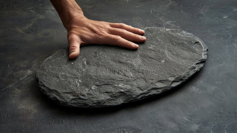 A Person is Touching a Rock on the Floor, AI Stock Photo - Image of ...