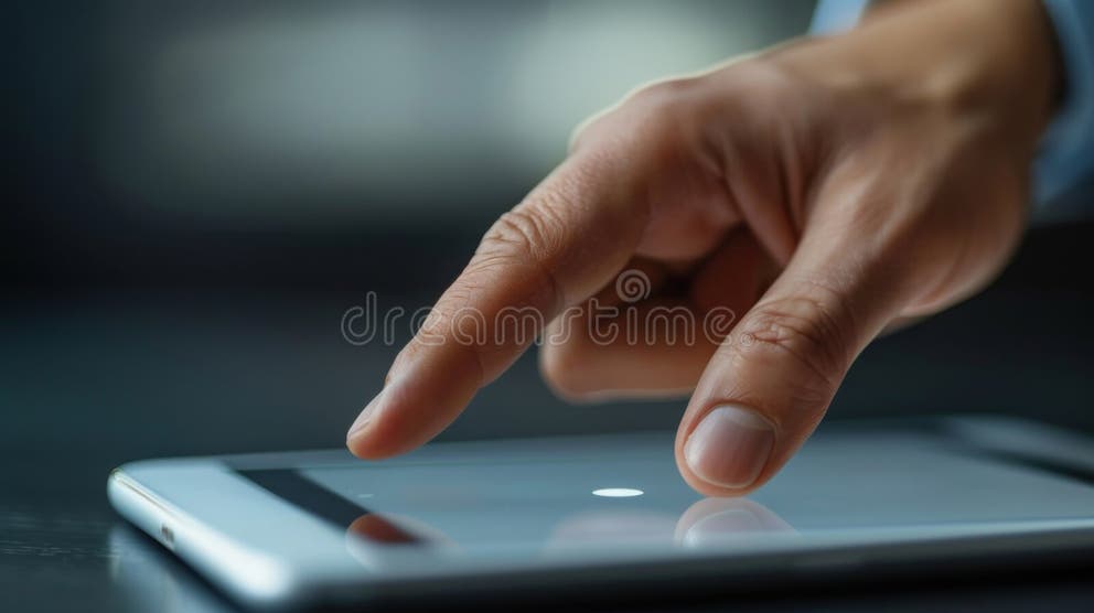 A Person Touching a Screen on Top of an Electronic Device, AI Stock ...