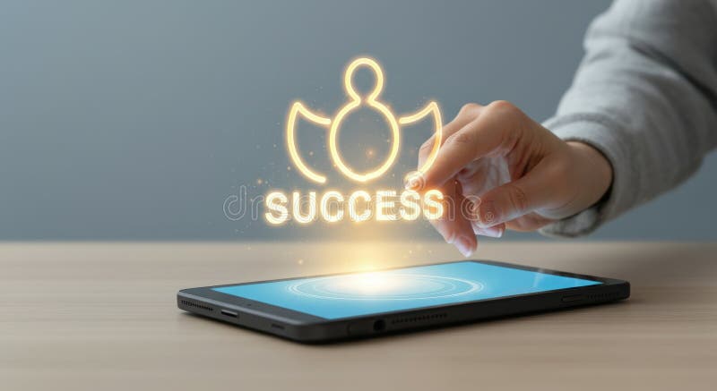 Person is Touching a Screen with the Word Success on it Stock Image ...