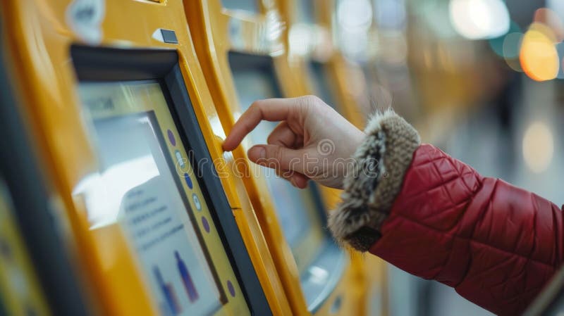 A Person is Touching a Yellow Machine with Their Finger, AI Stock Photo ...