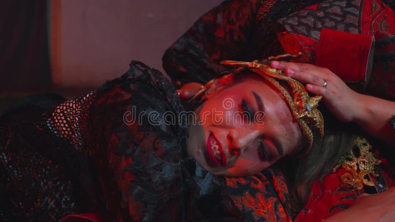 Person in Traditional Costume with Distressed Expression Stock Video ...