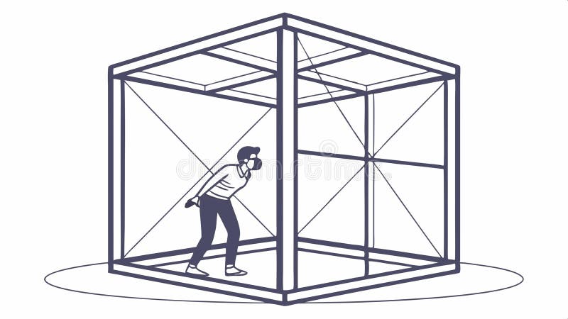 Person Trapped in Box, Representing Confinement and Limitations Vector ...