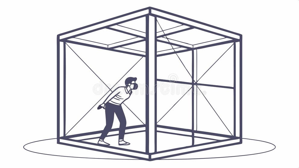 Person Trapped in Box, Representing Confinement and Limitations Vector ...