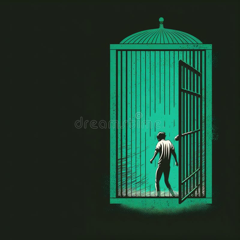 Person Trapped in a Cage Representing Mental Health Problems. Stock ...