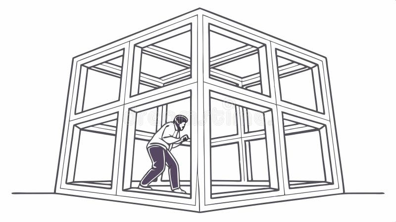 Person Trapped in Cube, Confinement and Isolation Vector Design ...