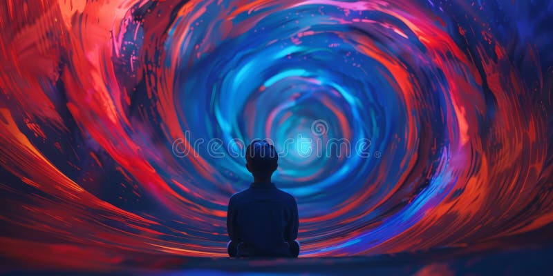 A Person Trapped in a Never-ending Cycle of Thoughts, Represented by ...