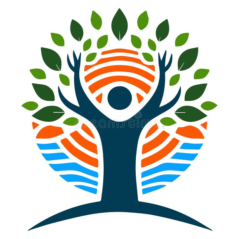 Person Tree Logo. a Person with Hands Raised Make Branches and a Tree ...
