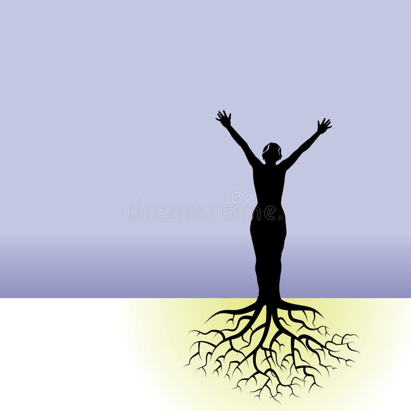 Person with tree roots stock vector. Illustration of intertwine - 7073350