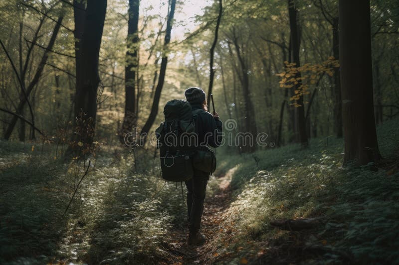 Person, Trekking through the Forest with Their Trusty Backpack and ...