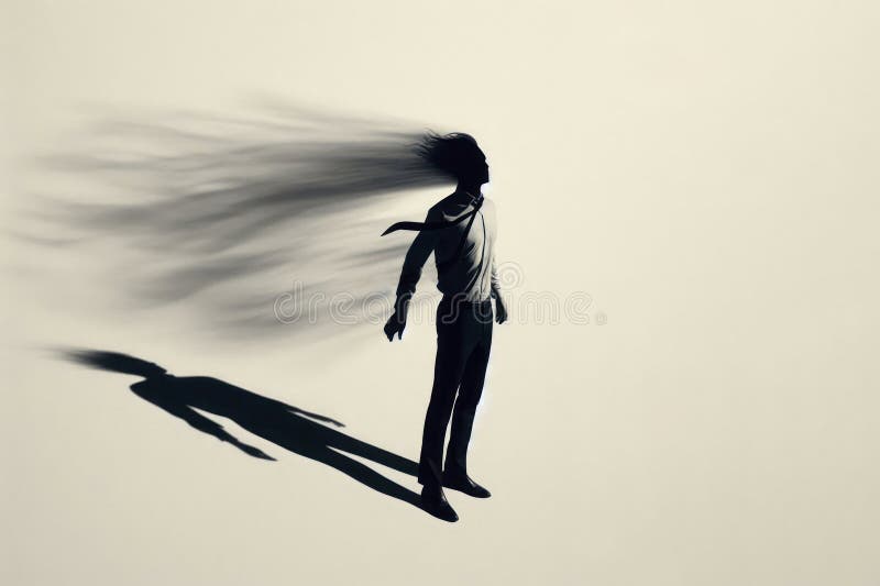 A Person Turning into Dust. Space for Text. Stock Image - Image of ...
