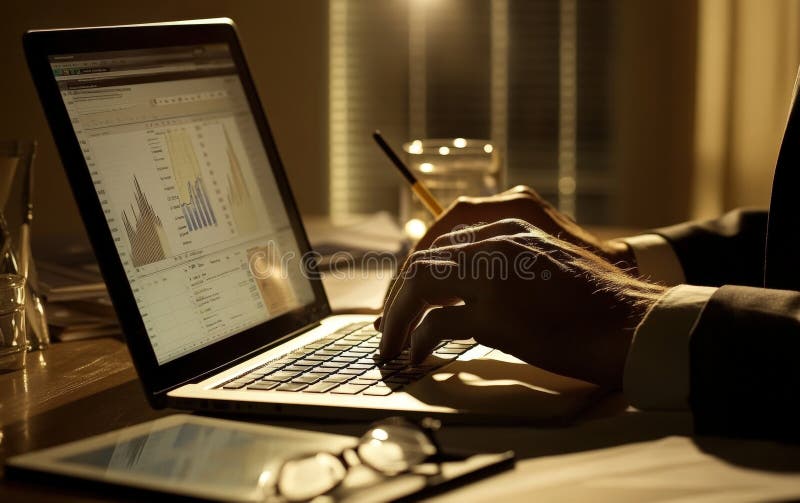 A Person Types on a Keyboard with a Ring on Their Finger Stock Photo ...
