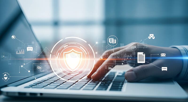 Cybersecurity: Online Data Protection & Secure Laptop Usage Stock ...