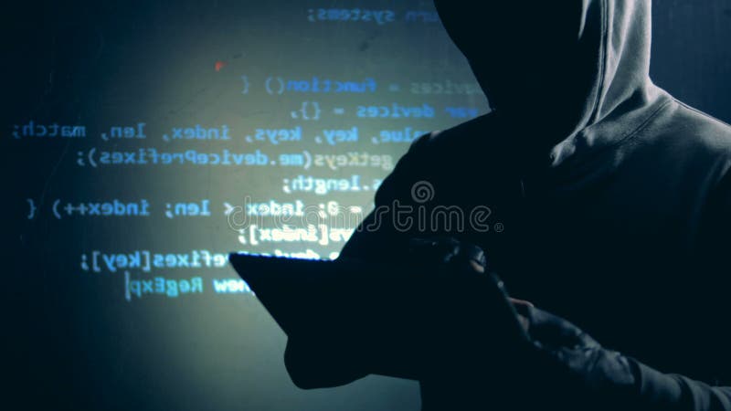 Man Works with a Tablet, Hacking System, Close Up. Stock Video - Video ...