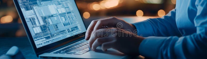 Person Typing on Laptop with Array of Electronic Devices. Generative Ai ...