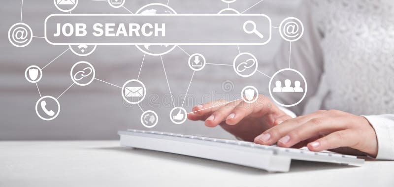 Person Typing in Computer Keyboard. Job Search Stock Image - Image of ...