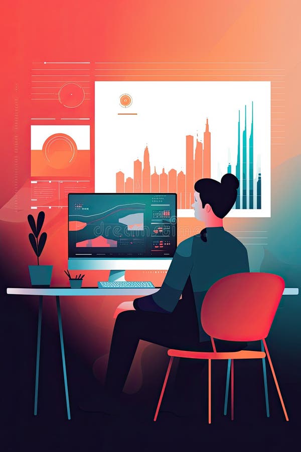 A Person Typing on a Computer while Sitting at a Desk with Charts and ...