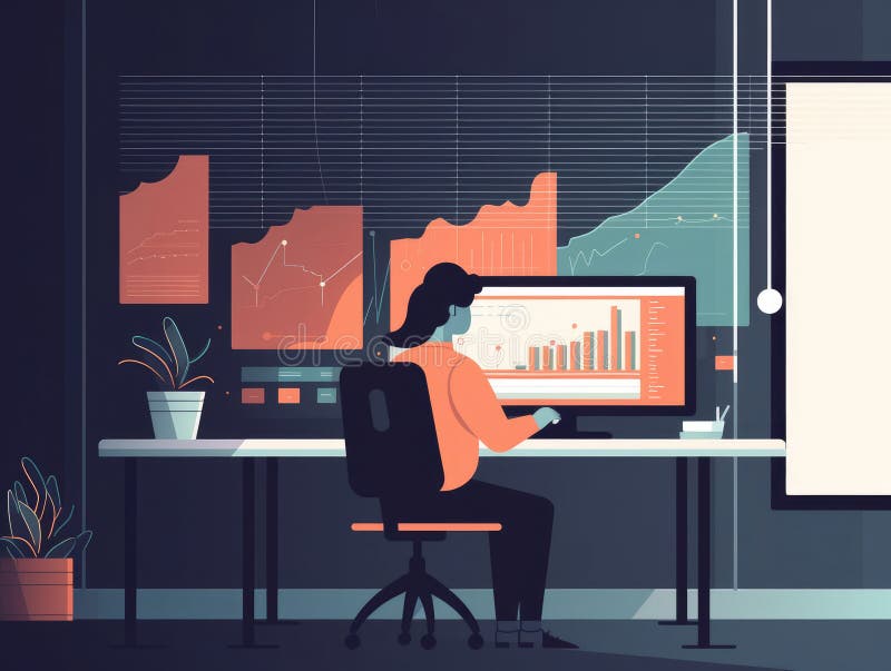 A Person Typing on a Computer while Sitting at a Desk with Charts and ...
