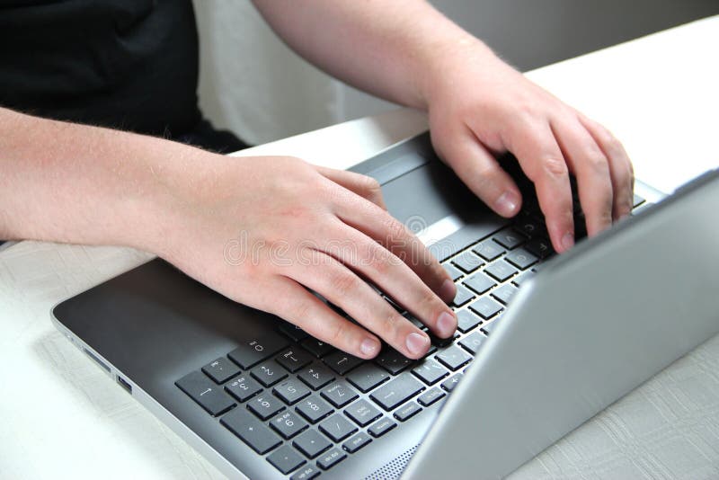 Person Typing on a Computer Stock Image - Image of male, people: 146410575