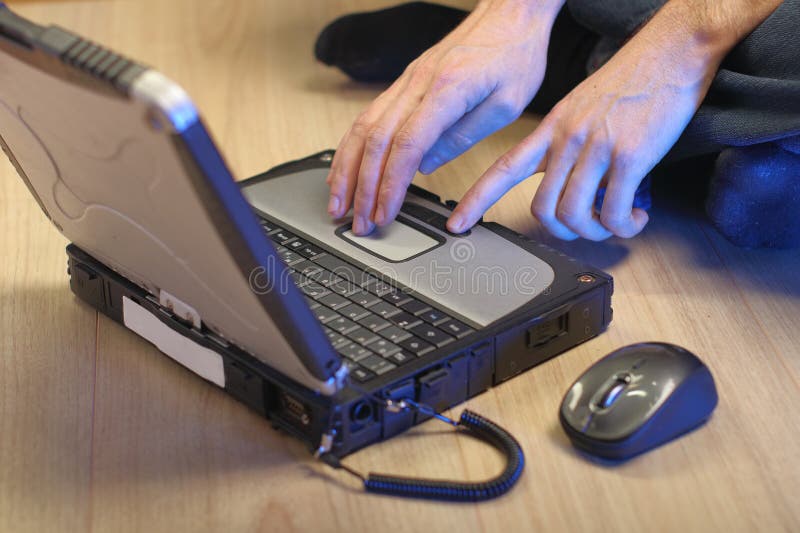 Person Typing on the Keyboard of an Old Laptop Stock Image - Image of ...