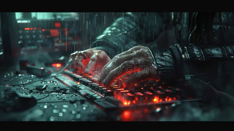 Person Typing on Keyboard in Rain Stock Image - Image of computer ...