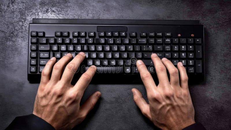A Person Typing on a Keyboard with Their Hands Stock Illustration ...