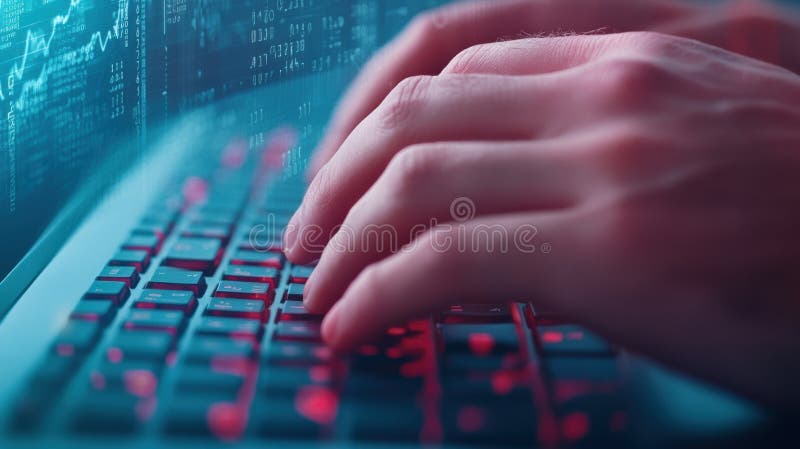 A Person Typing on a Keyboard with Their Hands in Front of the Keys, AI ...