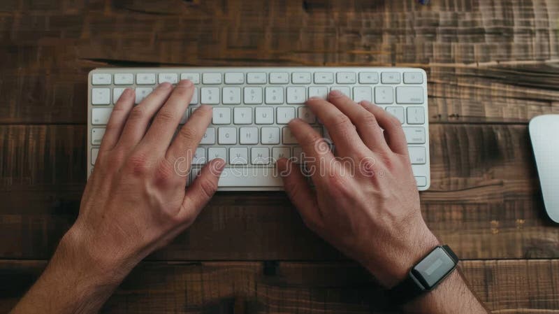 Person Typing on Laptop with Array of Electronic Devices. Generative Ai Stock Illustration ...