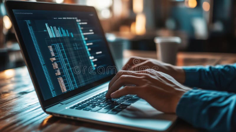 Person Typing on Laptop with Array of Electronic Devices. Generative Ai ...