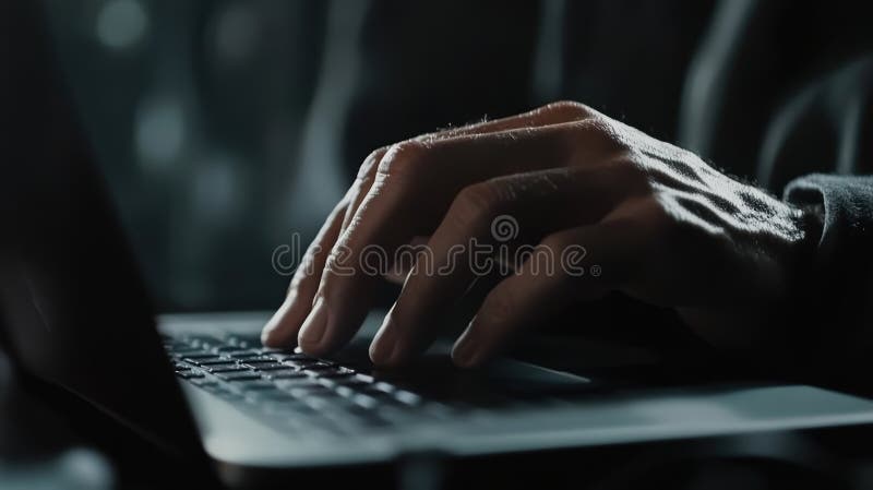 A Person Typing on a Laptop Computer Stock Illustration - Illustration ...
