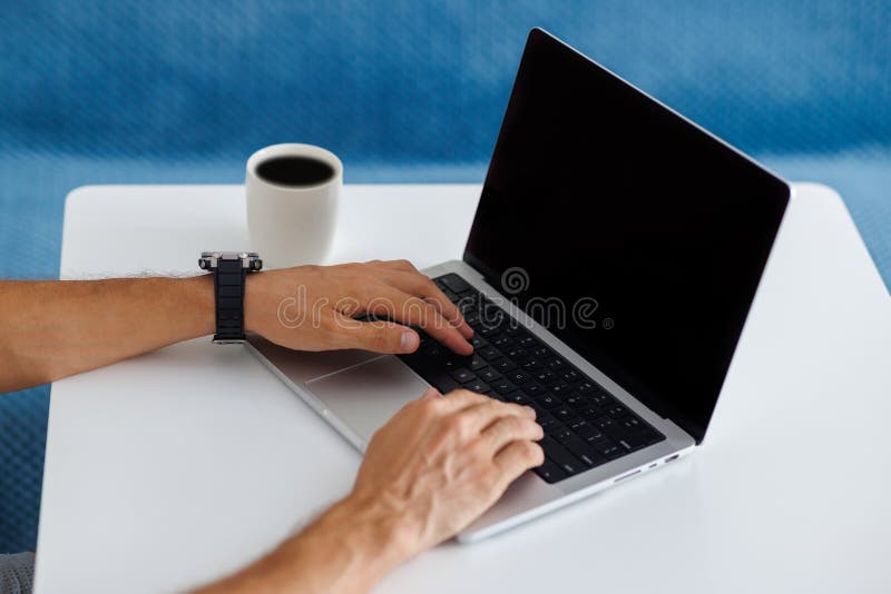 Person Typing on a Laptop at a Desk. Close-up of Hands and Keyboard ...