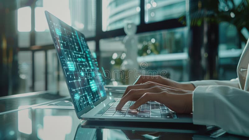 The Hands Typing on Laptop. AI Generated Stock Photo - Image of coding ...
