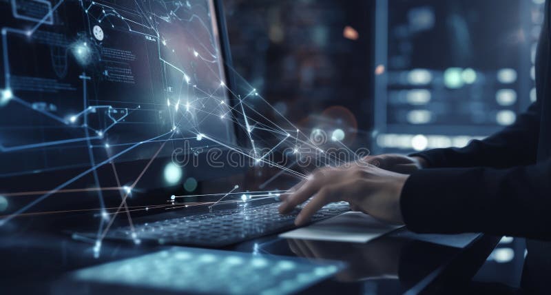 Person Typing on a Laptop Digital Technology, Internet Network ...