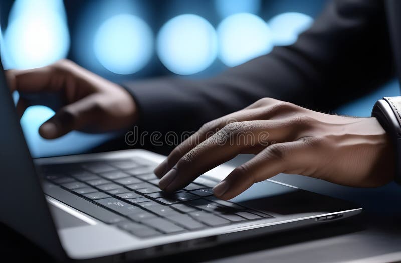 Person Typing on a Laptop. Generative AI Stock Illustration ...
